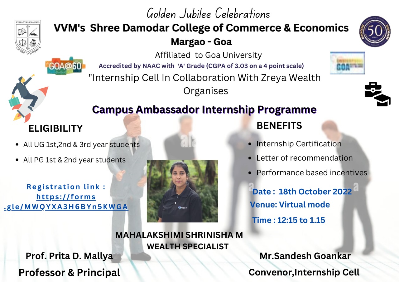 Campus Ambassador Internship Programme – Shree Damodar College of Commerce & Economics
