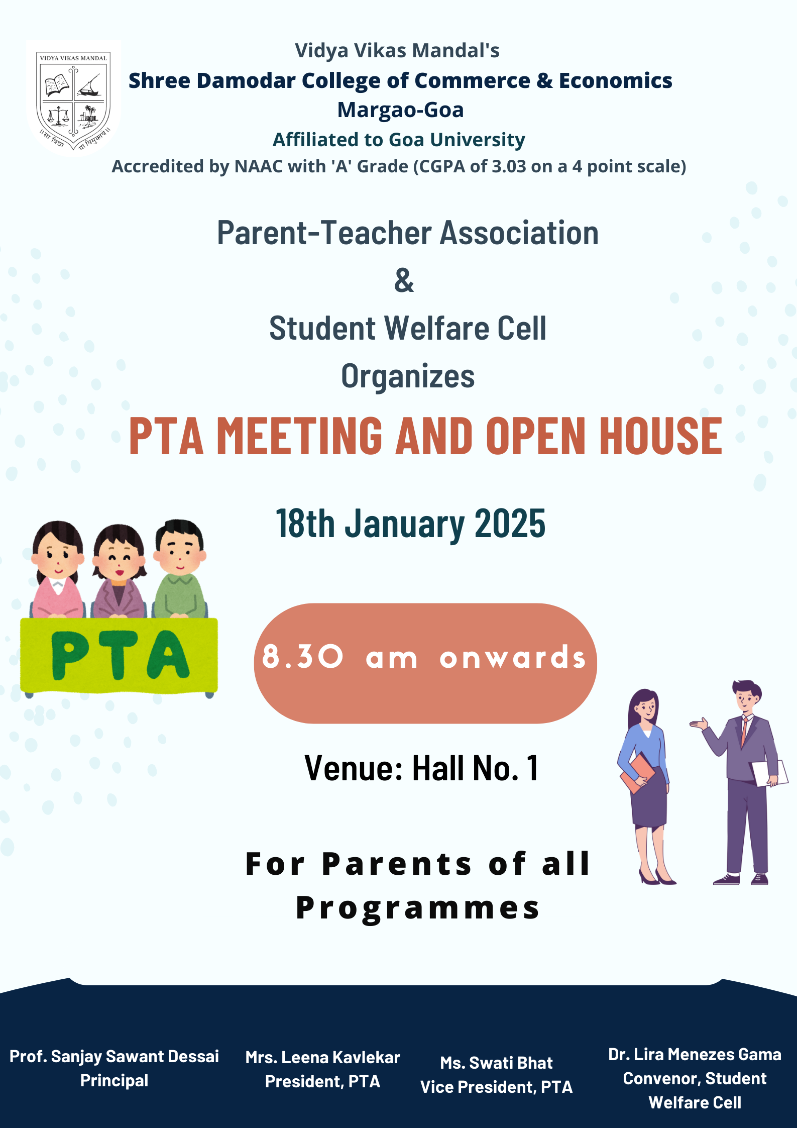 PTA Meeting and Open House – Shree Damodar College of Commerce & Economics